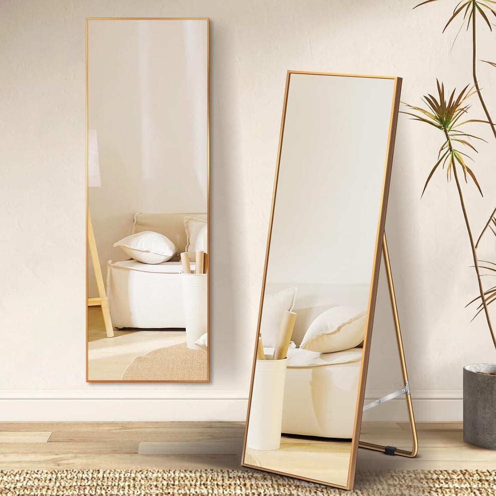 Full Length Mirror with Stand Floor Mirror Hanging Against Wall, Overs ...
