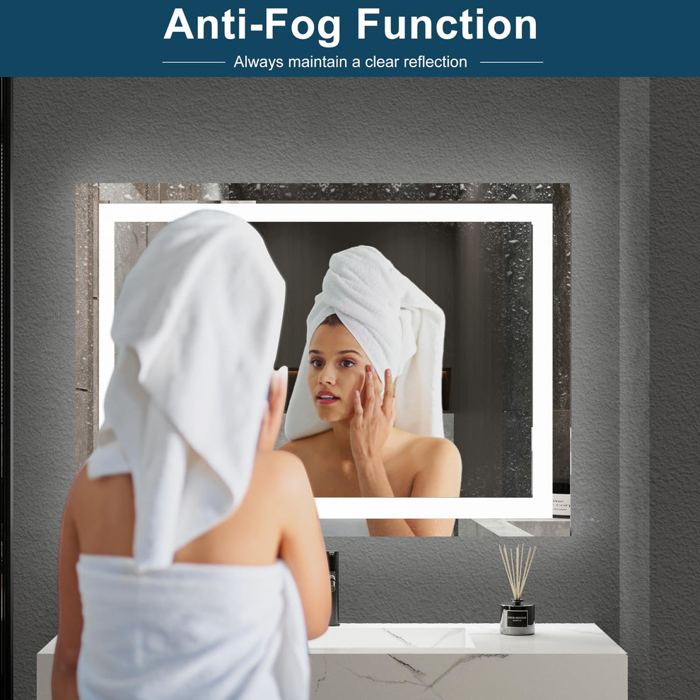 FUNTOUCH LED Bathroom Mirror with Lights, Anti-Fog Lighted Vanity Mirr